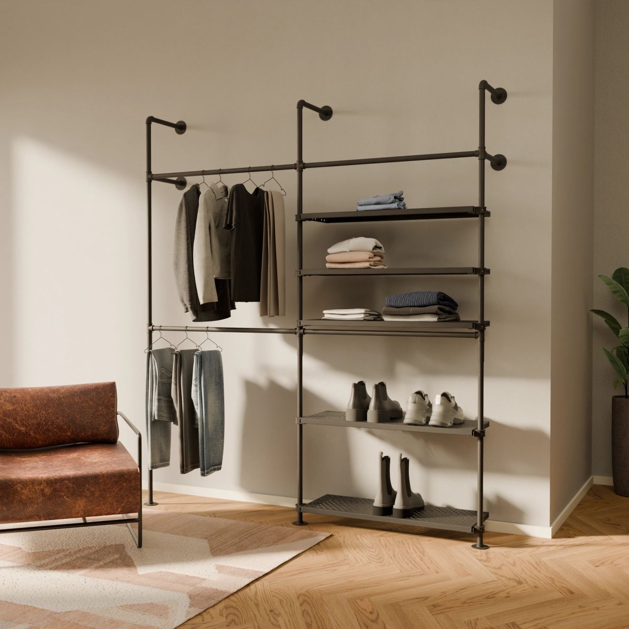 Pamo Design KIM DOUBLE 2 METAL Kleiderstangensystem Schwarz | 1341001022