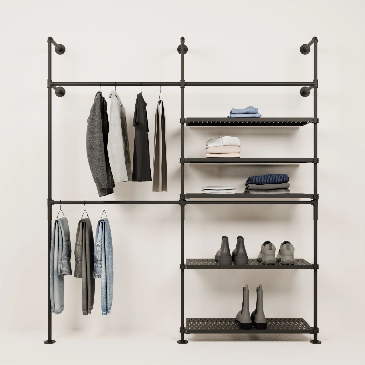 Pamo Design KIM DOUBLE 2 METAL Kleiderstangensystem Schwarz | 1341001022