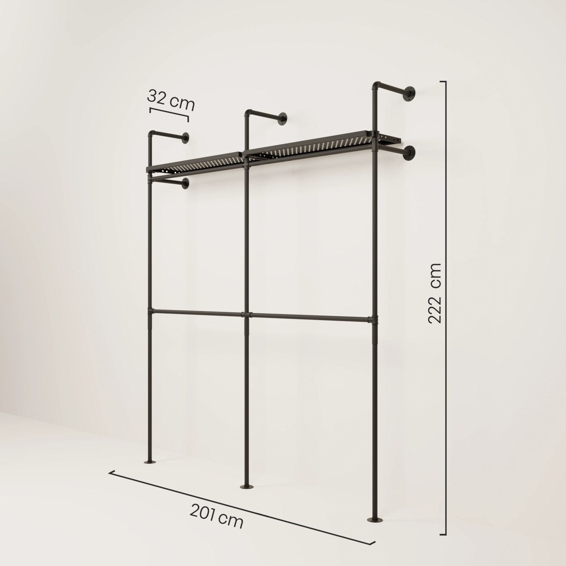 Pamo Design KIM DOUBLE 2 METAL Kleiderstangensystem Schwarz | 1341001006